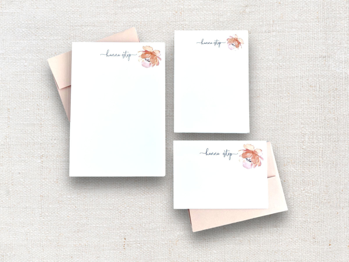 Personalized Set of Stationery 1 notepad, 15 stationery sheets and env ...