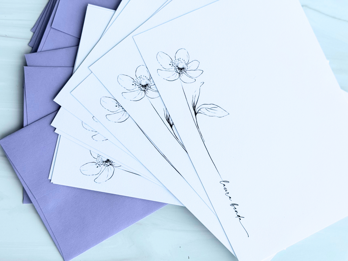 Personalized Stationery Set Letter Writing Set Design 8 Ink Flower ...