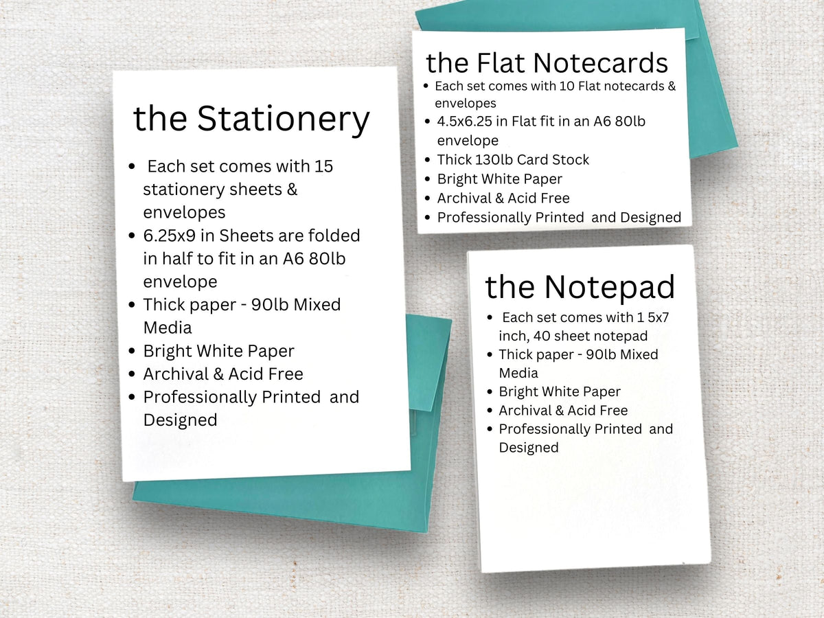 Personalized Set of Stationery 1 notepad, 15 stationery sheets and env ...