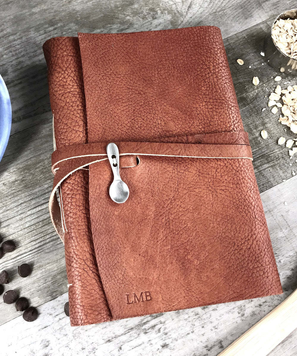 Leather Recipe Book Personalized with Spoon in Rust – Leather and Earth Co