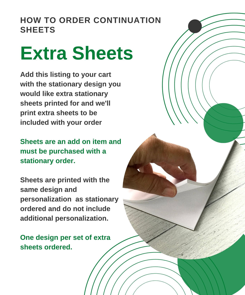 Continuation Sheets for Stationery - Add on ONLY – Leather and Earth Co