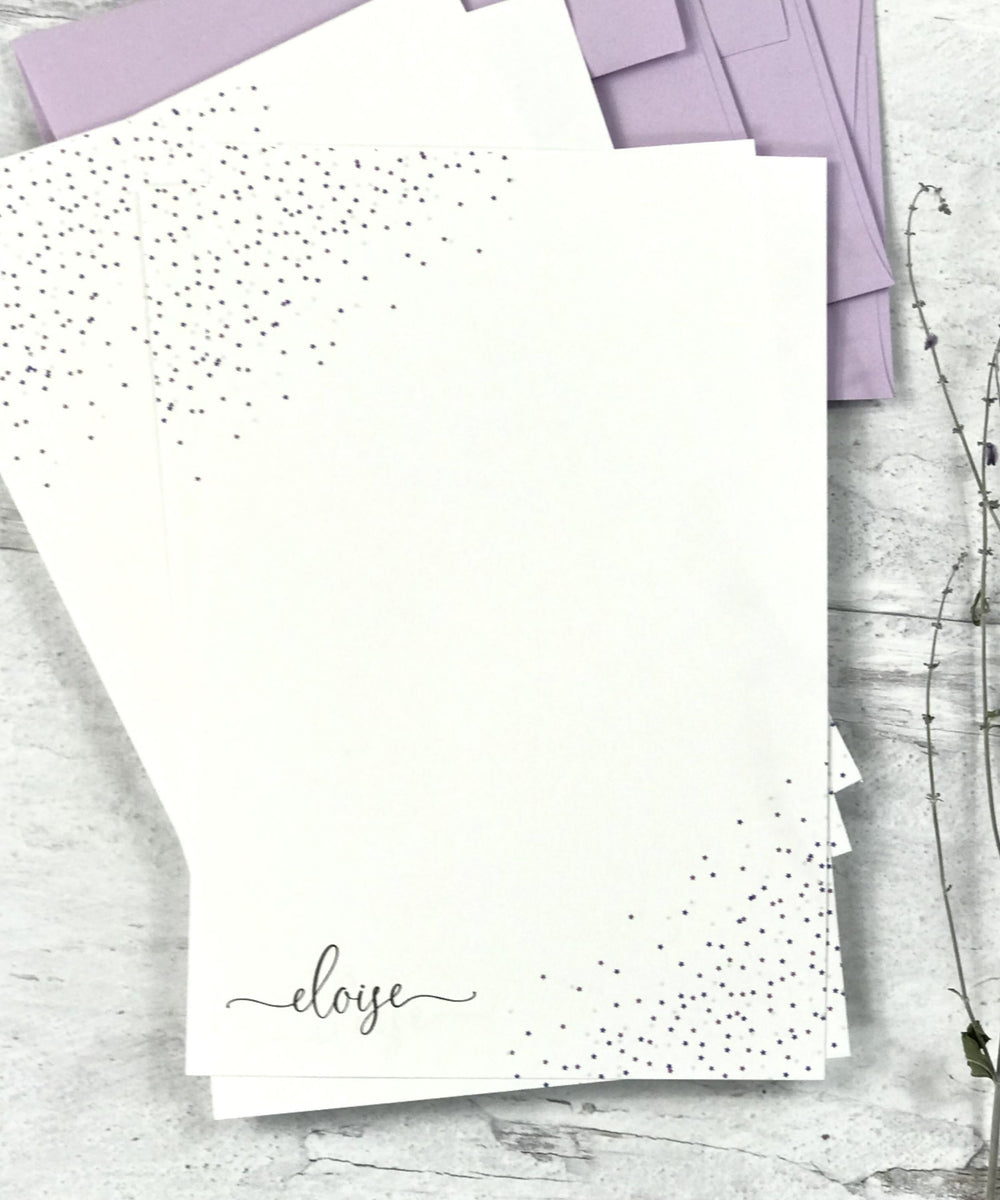 Personalized Stationery Violet Stars Set Letter Writing Set DESIGN 40 ...